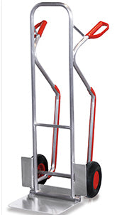 VARIOfit Hohe Alu-Stapelkarre, abklappbare Schaufel, Kunststoffgleitku ...